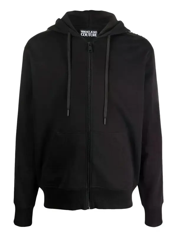 Versace Logo-tape Hooded Jacket - Black