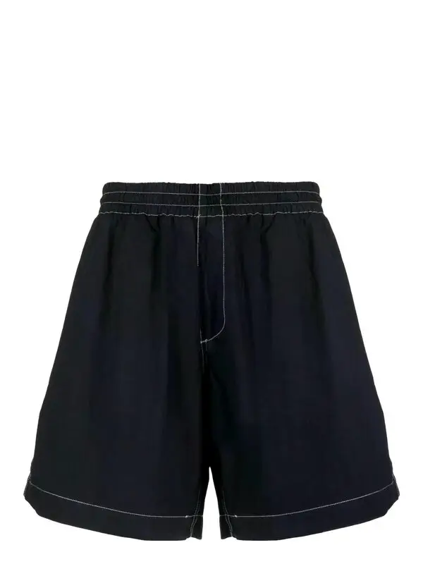 Sunnei Contrast-stitching Cotton Shorts - Black