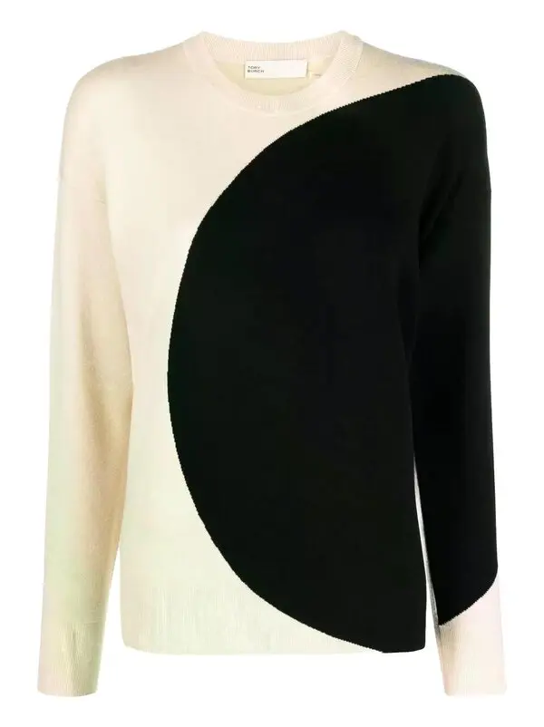Tory Burch Two-tone Crew-neck Jumper - Black