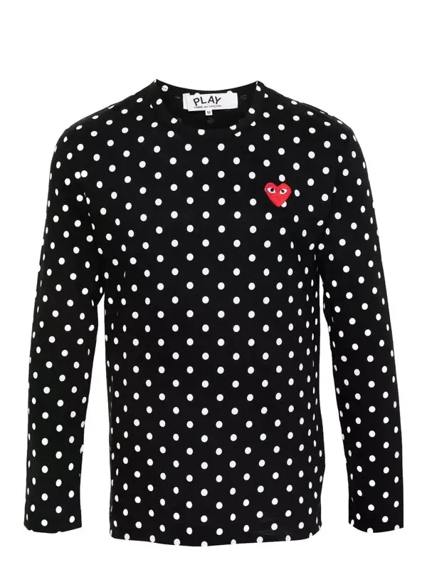 Play Comme Des Garcon Polka Dot Print T-shirt - Black