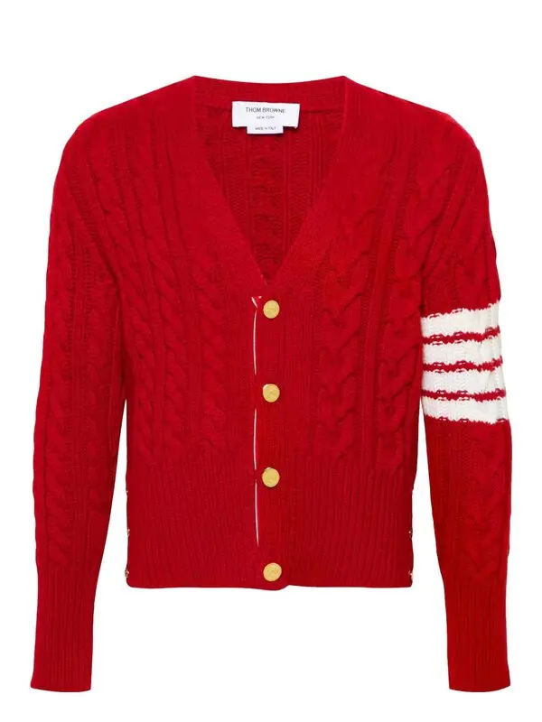 Thom Browne Cable-knit Cashmere Cardigan - Red