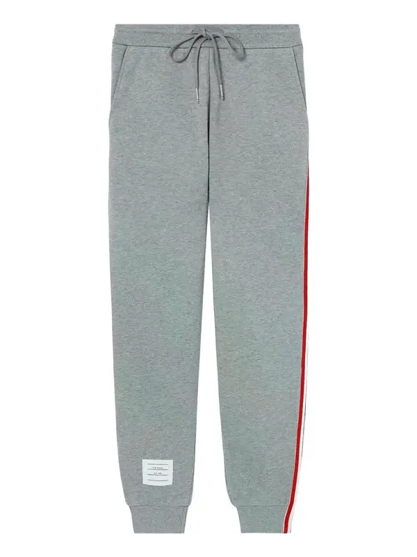 Thom Browne Classic Cotton Track Pants With Rwb Stripe - Grey