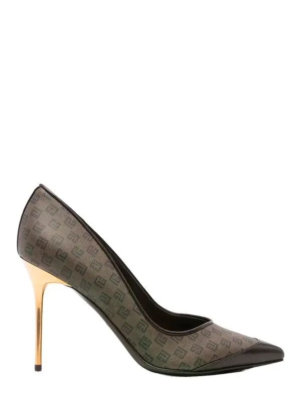 Balmain 100mm Monogrammed Pumps - Brown