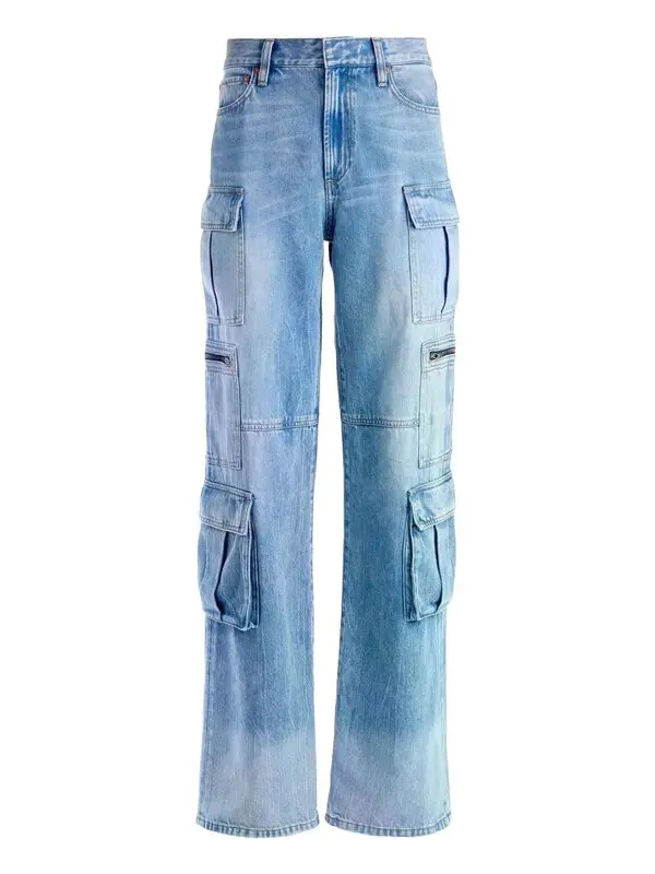 Alice + Olivia Cay Baggy Denim Cargo Trousers - Blue