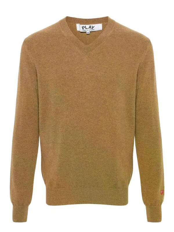 Play Comme Des Garcon Logo-appliqué Wool Jumper - Brown