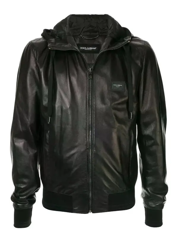 Dolce & Gabbana Logo-tag Leather Jacket - Black