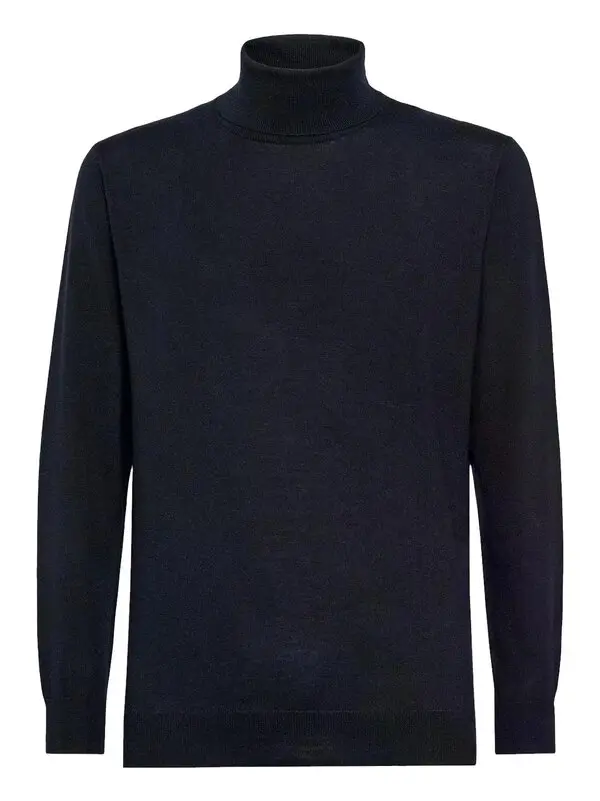 Boggi Milano Merino-wool Roll-neck Sweater - Blue