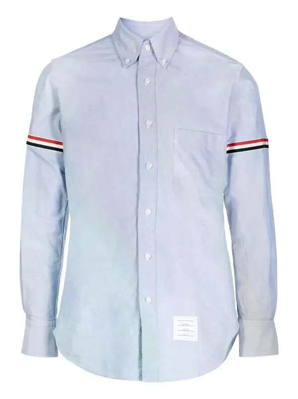 Thom Browne Rwb Stripe Cotton Shirt - Blue