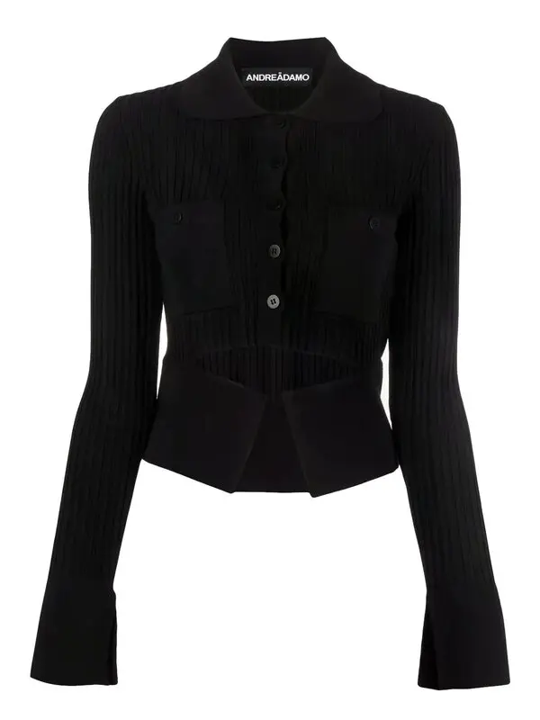 ANDREĀDAMO Ribbed Knitted Top - Black