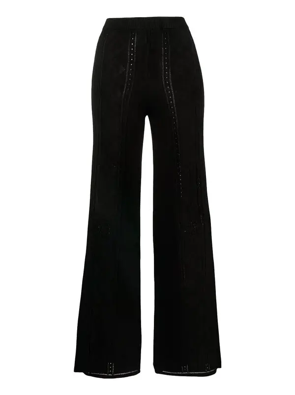 MARINE SERRE Crescent Moon Pattern Wide-leg Trousers - Black