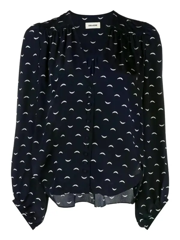 Zadig&Voltaire Graphic-print Long-sleeved Blouse - Blue