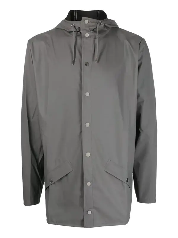 Rains Drawstring-hood Press-stud Parka Coat - Grey