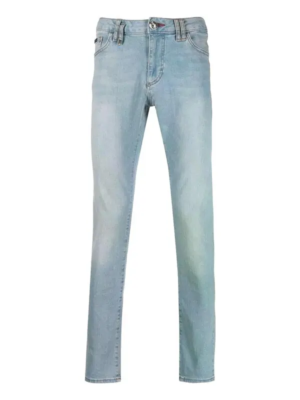 Philipp Plein Logo-plaque Slim-leg Jeans - Blue