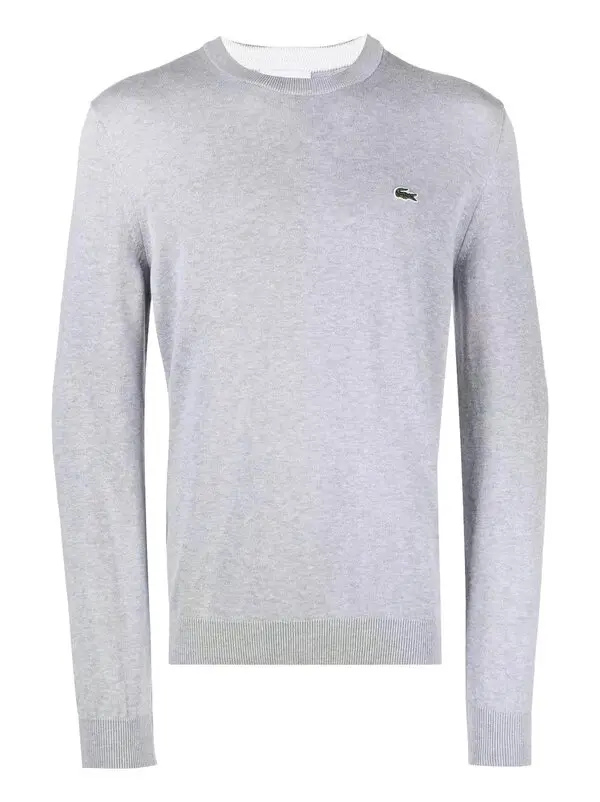 Lacoste Logo-patch Crew Neck Sweater - Grey