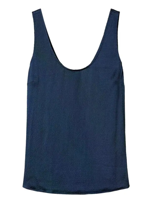 TWINSET Seersucker Satin Tank Top - Blue