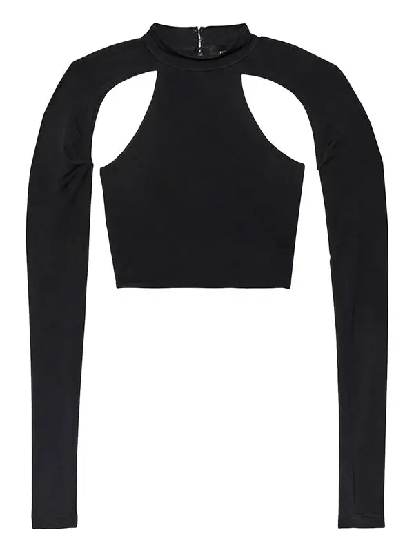 PURPLE BRAND Cut-out Cropped Top - Black