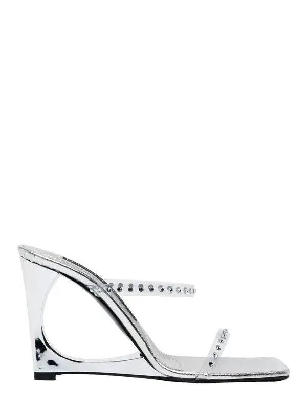 Les Petits Joueurs Lucas 110mm Crystal-embellished Wedge Sandals - Silver