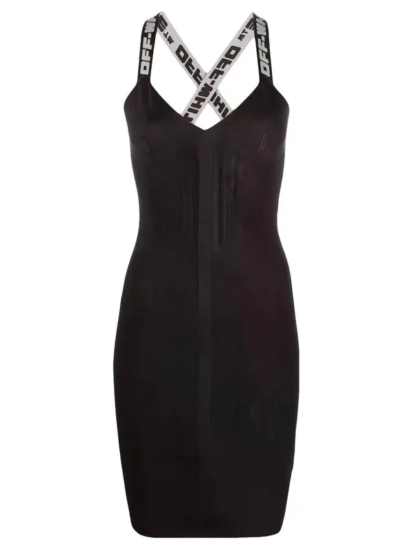 Off-White Logo Straps Mini Dress - Black