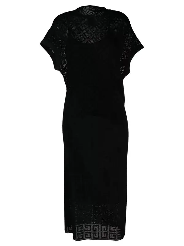 Givenchy 4g Jacquard Draped Midi Dress - Black