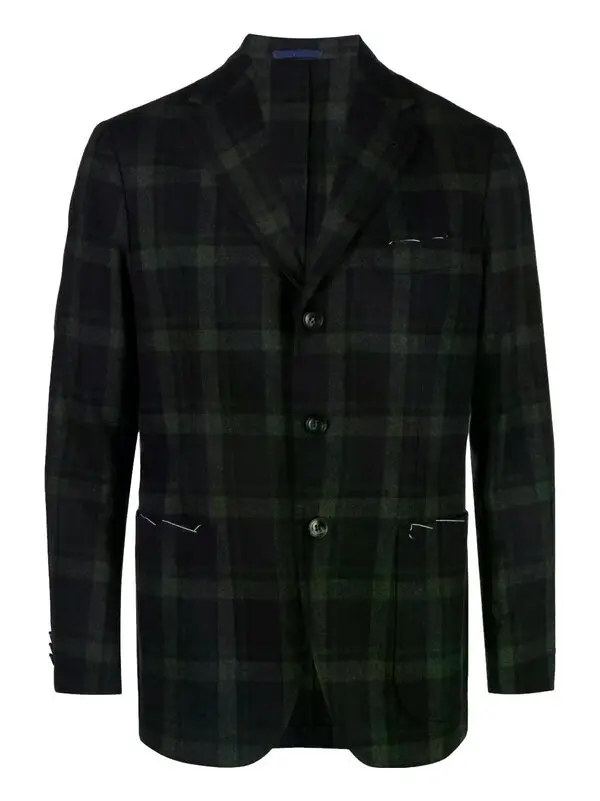 SARTORIO NAPOLI Plaid-check Virgin Wool Blazer - Grey