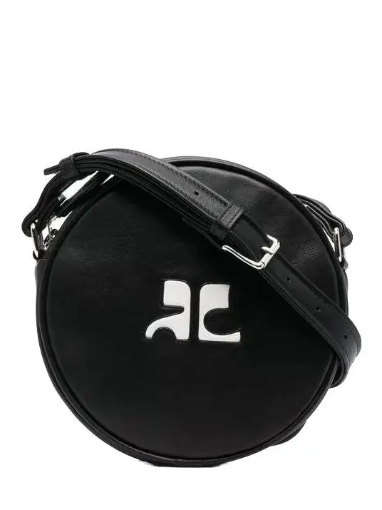 COURREGES Logo-embossed Rounded Crossbody Bag - Black