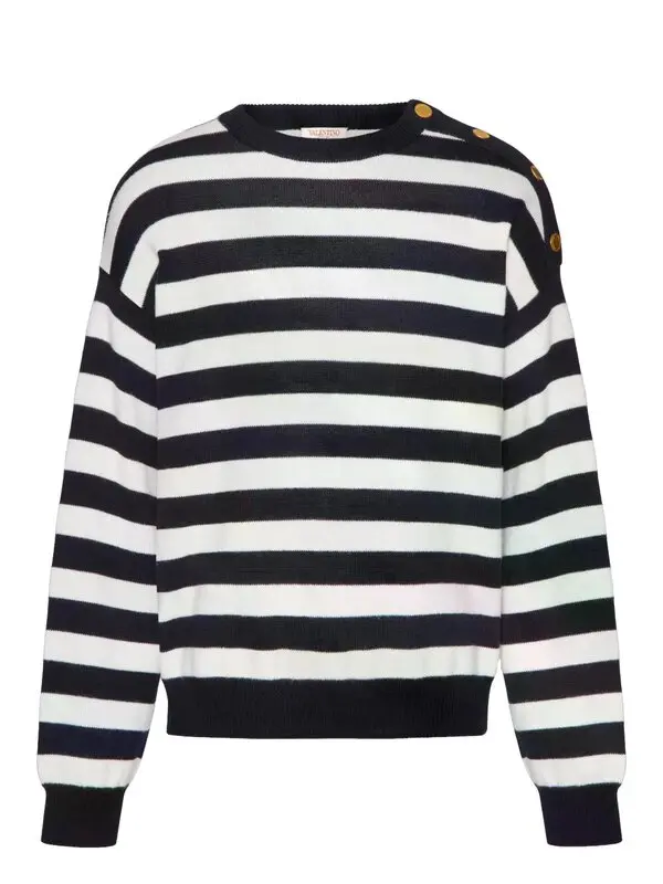 Valentino Garavani Striped Crew-neck Jumper - Black