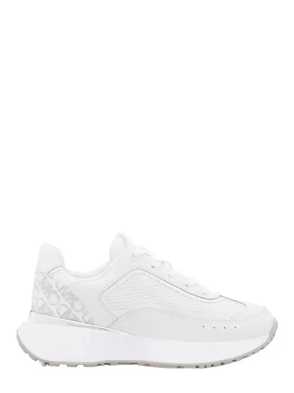 Michael Kors Monogram-panel Leather Sneakers - White