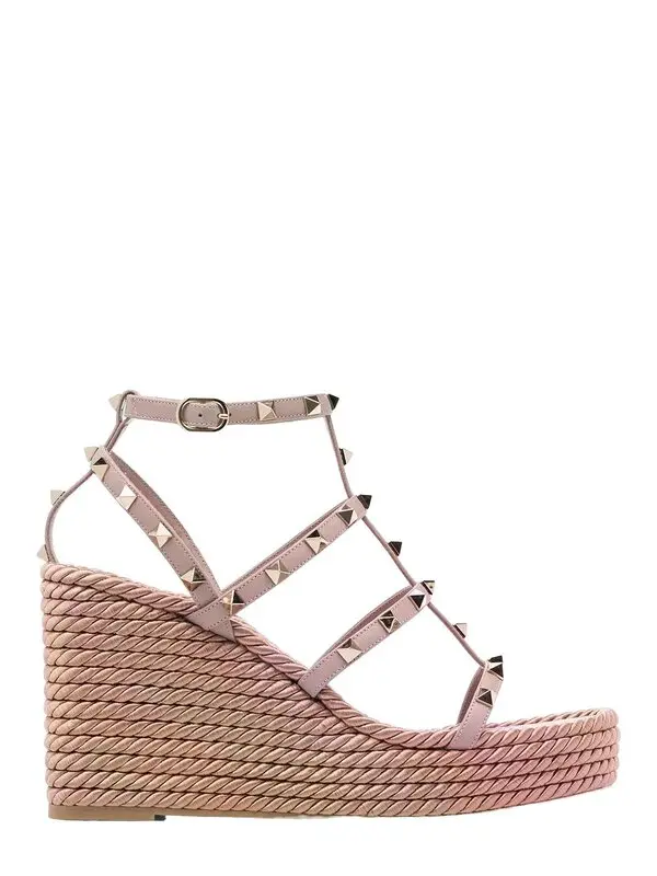 Valentino Garavani 95mm Rockstud Wedge Sandals - Pink
