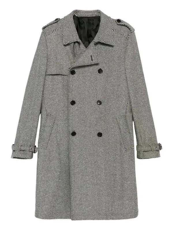 ERALDO Herringbone Virgin Wool Blend Coat - Black
