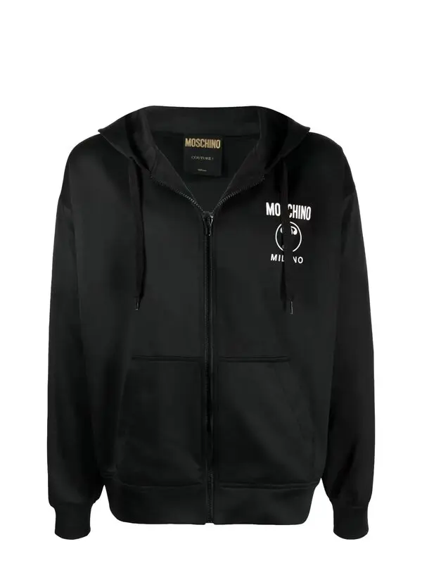 Moschino Logo-print Zip-up Hoodie - Black