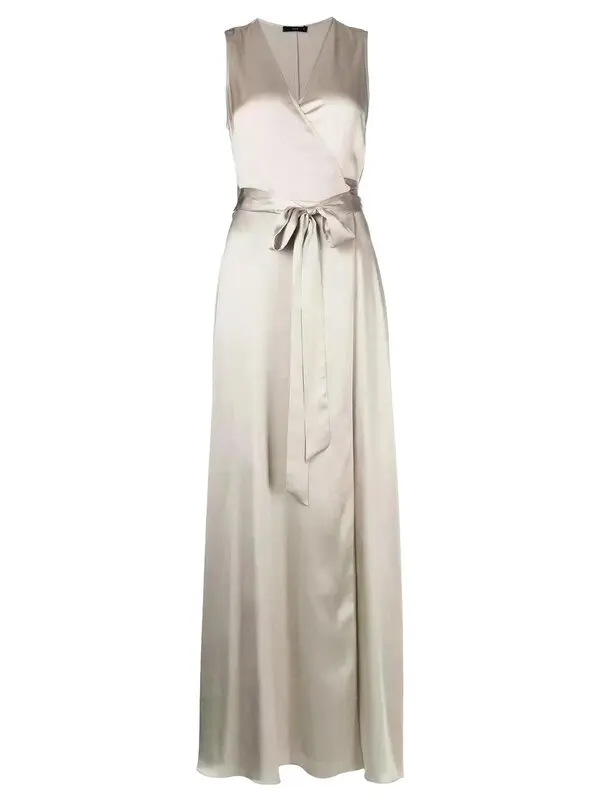 Voz Frontward Wrap Maxi Dress - Grey