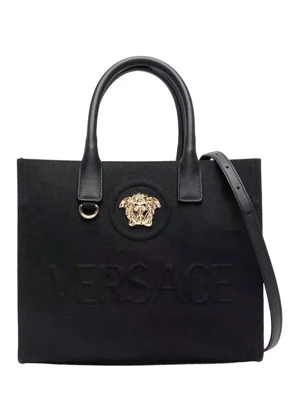 Versace La Medusa Canvas Tote Bag - Black