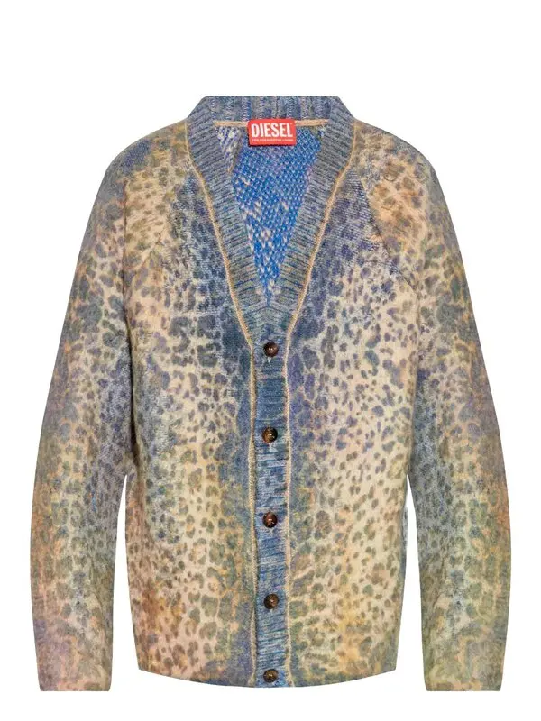 DIESEL® K-penros Animal Print Cardigan - Blue