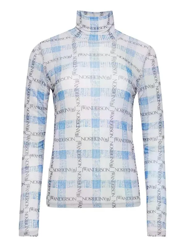 JW Anderson Logo Check-print Top - Blue