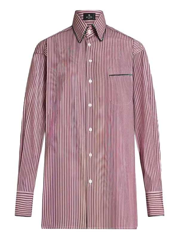 Etro Striped Poplin Shirt - Red