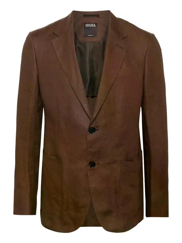 Zegna Notched-lapel Linen Blazer - Brown