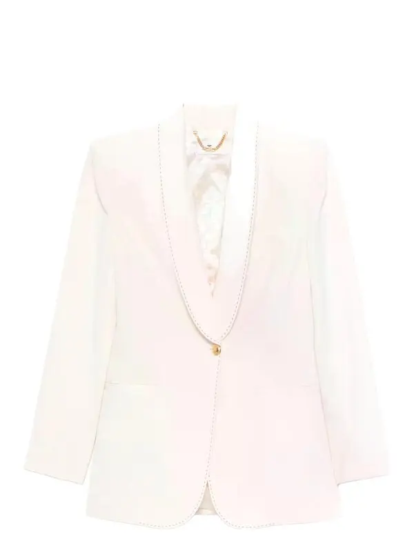 Elisabetta Franchi Contrast-stitch Crepe Blazer - Neutrals