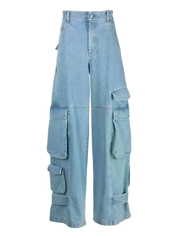 Gcds Cargo-pocket Wide-leg Jeans - Blue
