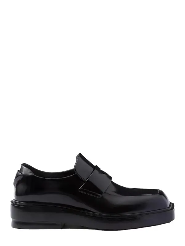 Prada Triangle-patch Leather Loafers - Black