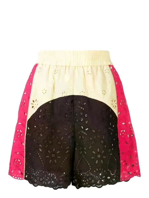Goen.j Broderie-anglaise Floral-lace Track Shorts - Multicolour