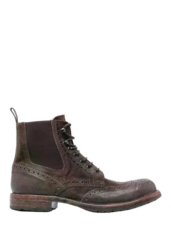 Moma Perforated Leather Ankle Boots - Brown
