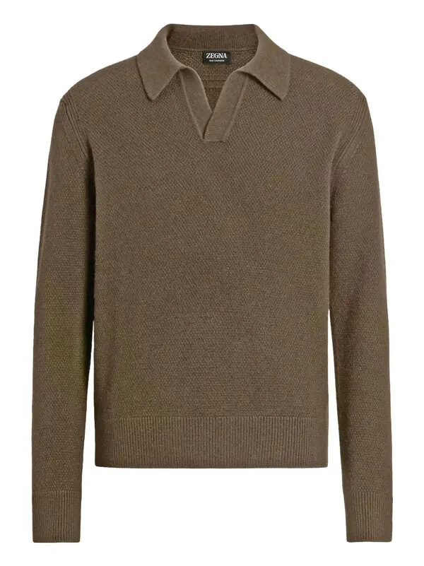Zegna Oasi Cashmere Polo Shirt - Brown