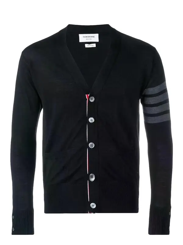 Thom Browne Fine Merino Wool V-neck Cardigan - Black
