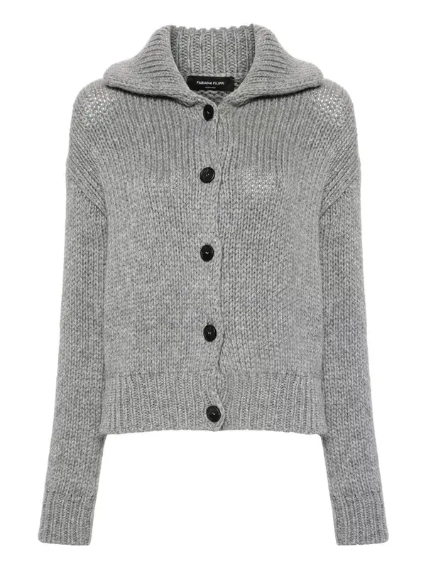 Fabiana Filippi Platinum Cashmere Chunky Knit Cardigan - Grey