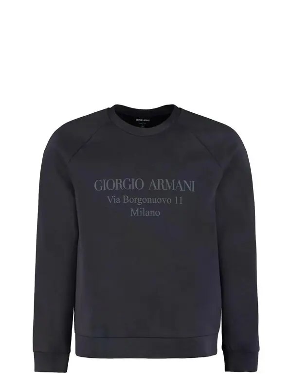 Giorgio Armani Logo-print Cotton-blend Sweatshirt - Blue