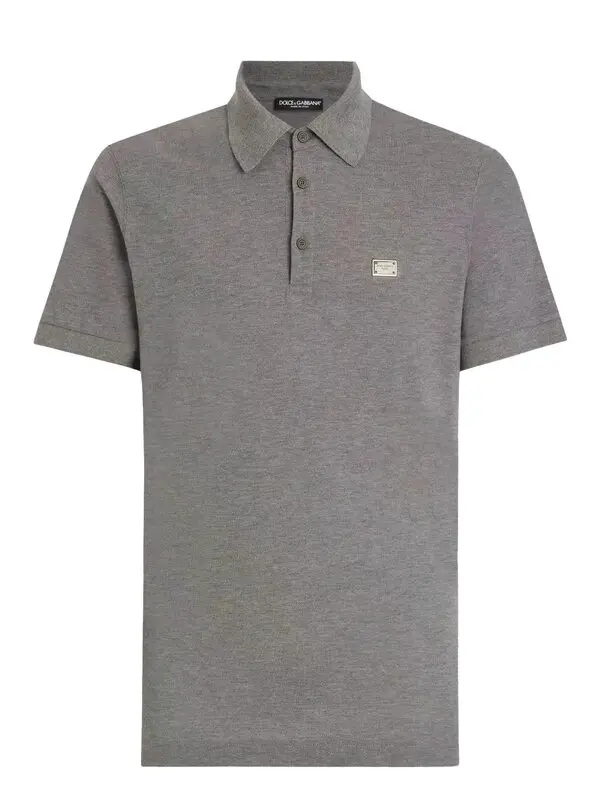 Dolce & Gabbana Logo-plaque Polo Shirt - Grey