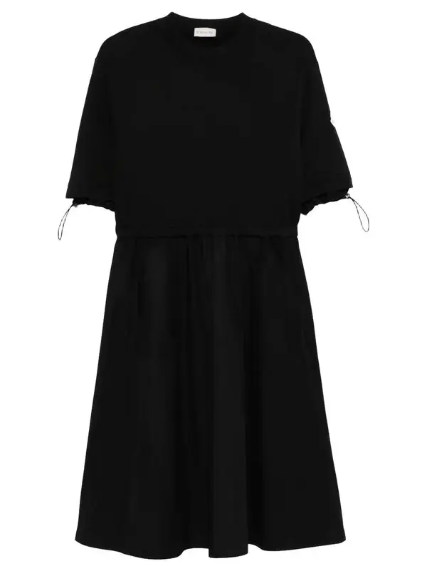 Moncler Contrasting Panel Midi Dress - Black