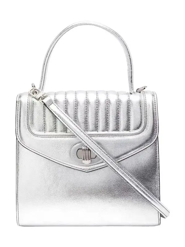 DELAGE Freda Metallic Leather Tote Bag - Grey