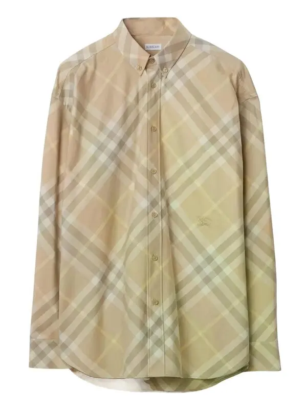 Burberry Embroidered Check Shirt - Neutrals