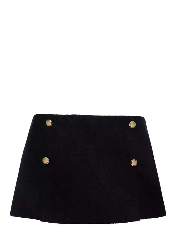 Miu Miu Pleated Tweed Mini Skirt - Blue